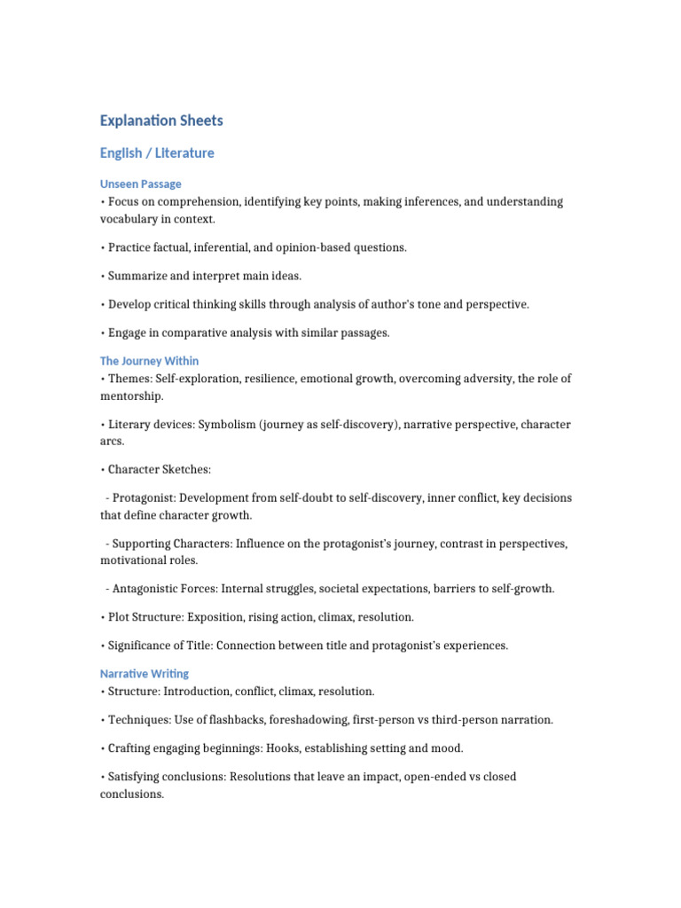 Explanation Sheets | PDF | Narrative | Poetry