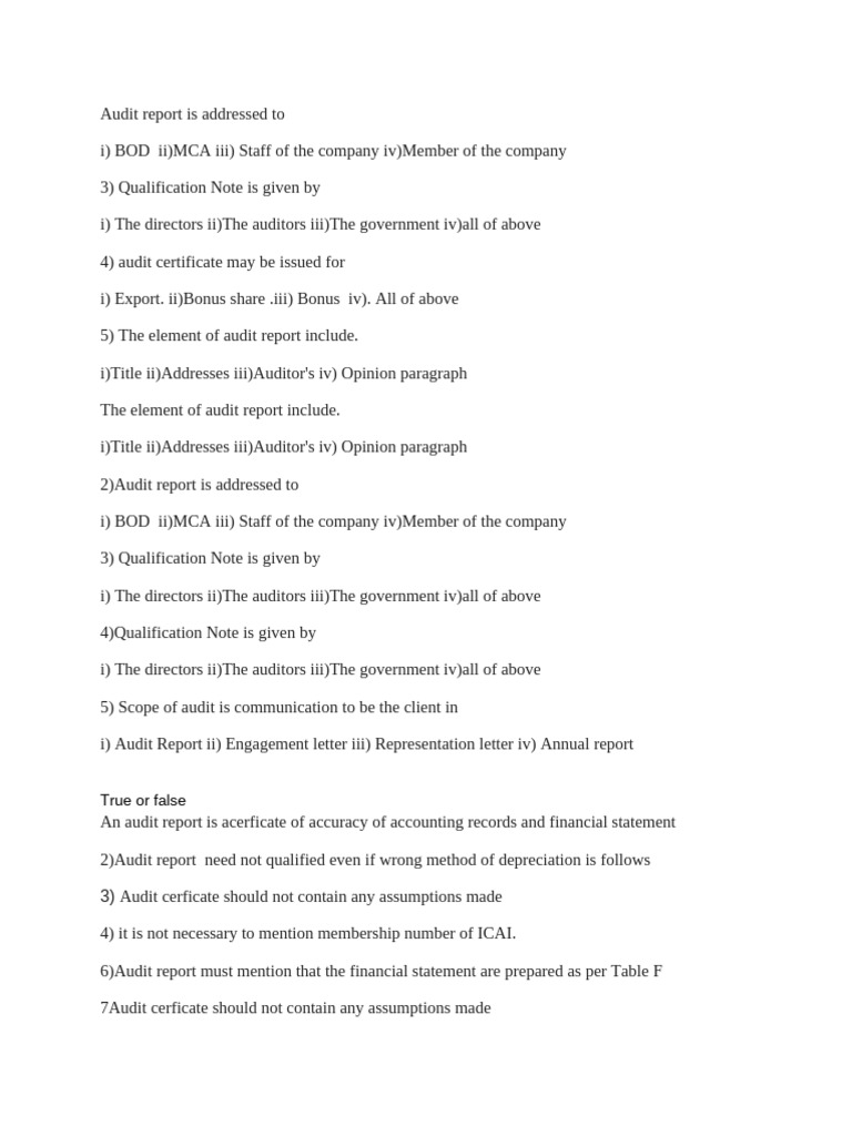 Audit Report Is Addressed To | PDF