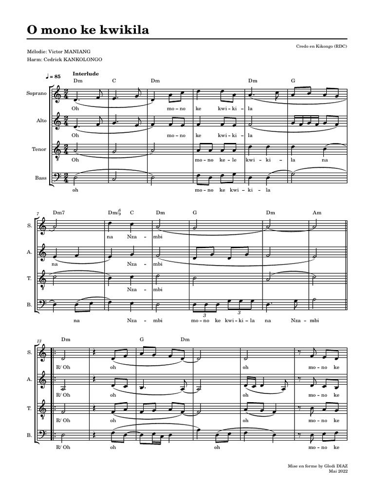 O Mono Ke Kwikila - Victor Maniang - Harm, Cedrick Kankologo | PDF