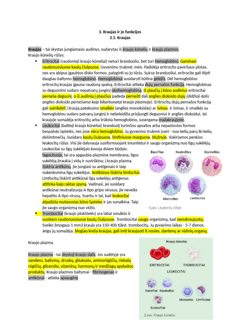 Biologija (Kraujas Kraujotaka Imunitetas) | PDF