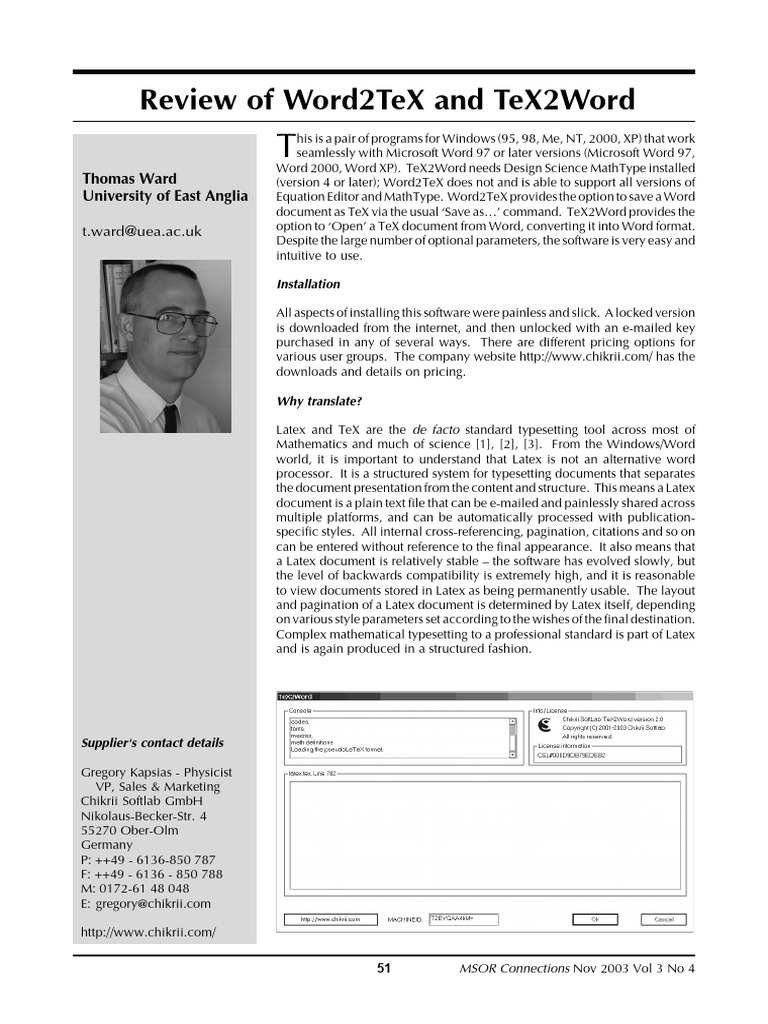 Review of Word2TeX and TeX2Word | PDF | Microsoft Word | Te X
