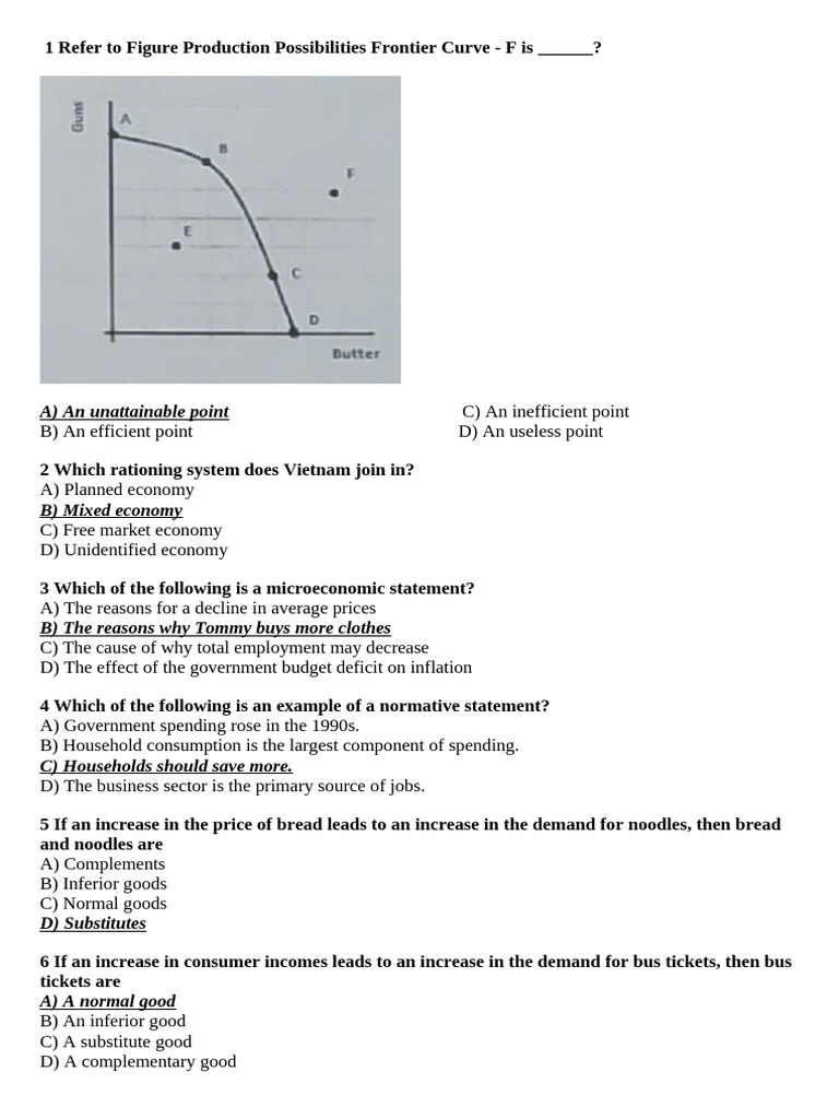 1 Refer To Figure Production Possibilities Frontier Curve | PDF ...