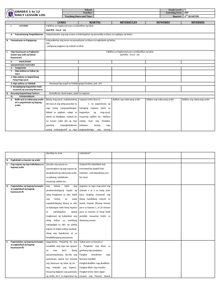 DLL - Esp 5 - Q4 - W2 | PDF