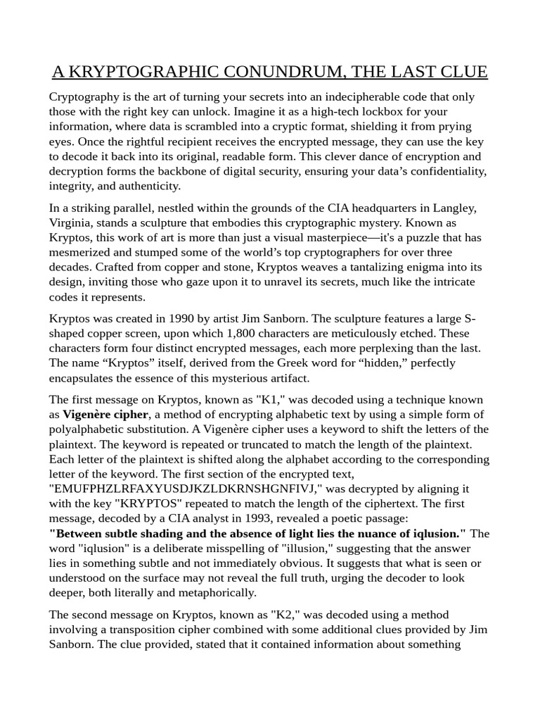 A Kryptographic Conundrum | PDF | Cryptography | Encryption