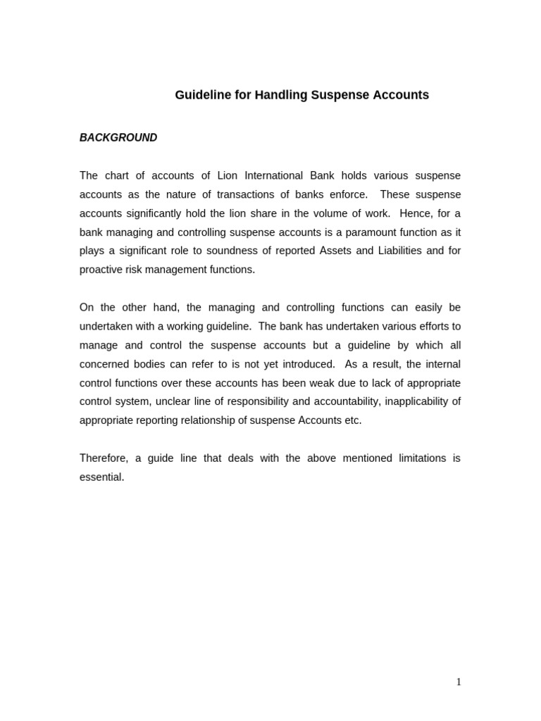 Guidelines for Managing Suspense Accounts | PDF | Debits And Credits ...
