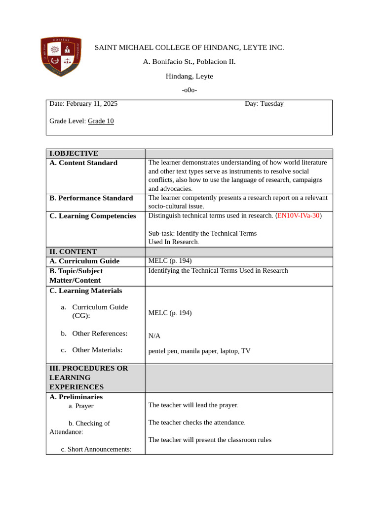 Lesson Plan G10 (Module 1) 1 | PDF | Data | Bibliography