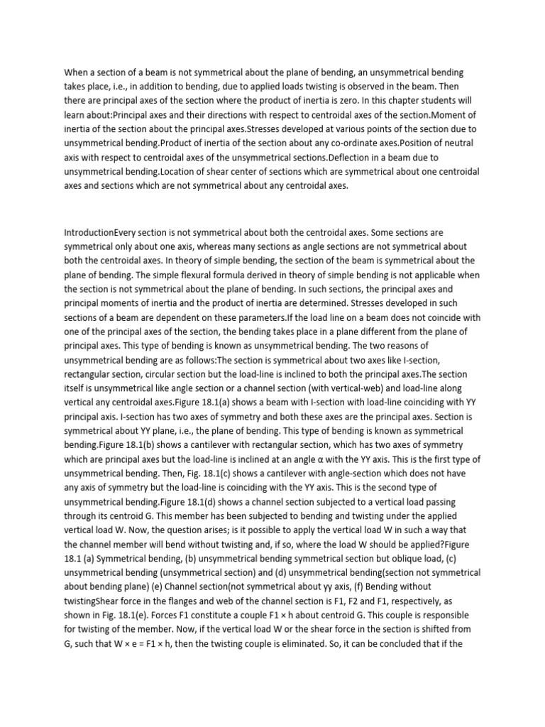 L-6 Unsymmetric Bending | PDF | Bending | Beam (Structure)