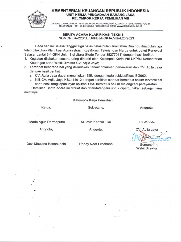 Ba Renovasi Selasar Lantai 2-4 GKN Unit I Sisi Utara | PDF