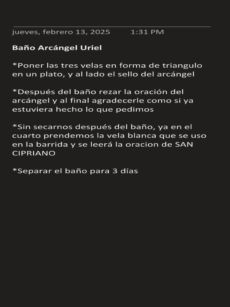 Baño Arcángel Uriel | PDF