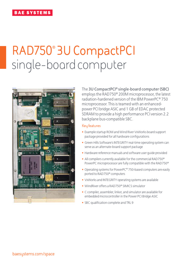 RAD750+3U+CompactPCI Datasheet | PDF | Microcontroller | Computer Science