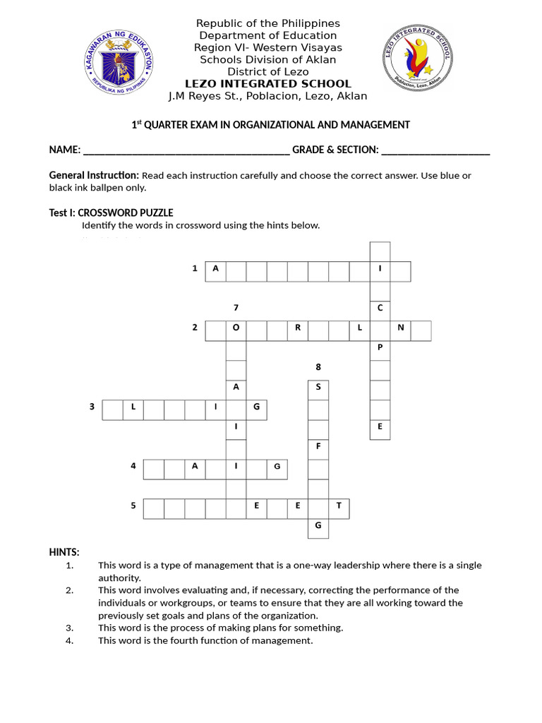 1st Quarter Exam: Org & Management | PDF | Social Psychology | Psychology