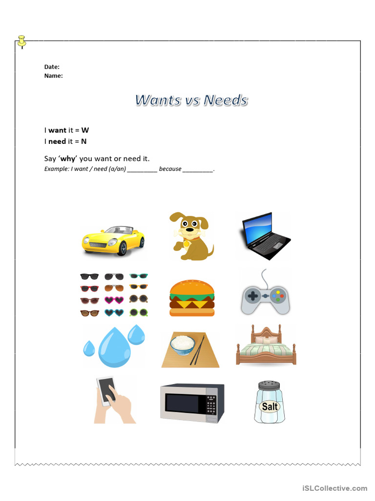 Speaking Activity - Wants Vs Needs | PDF