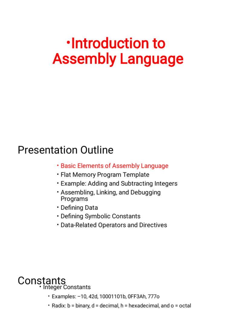 3 Introduction To Assembly Language | PDF | Assembly Language | Integer (Computer Science)