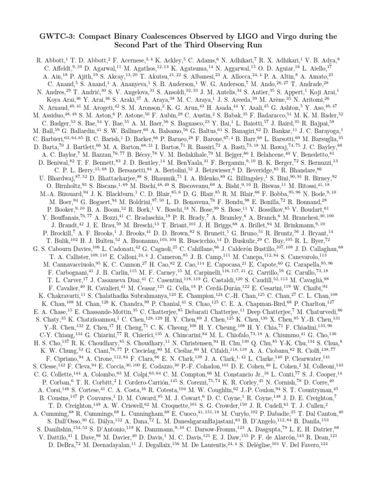 GWTC-3: Compact Binary Coalescences Observed by LIGO and Virgo During ...