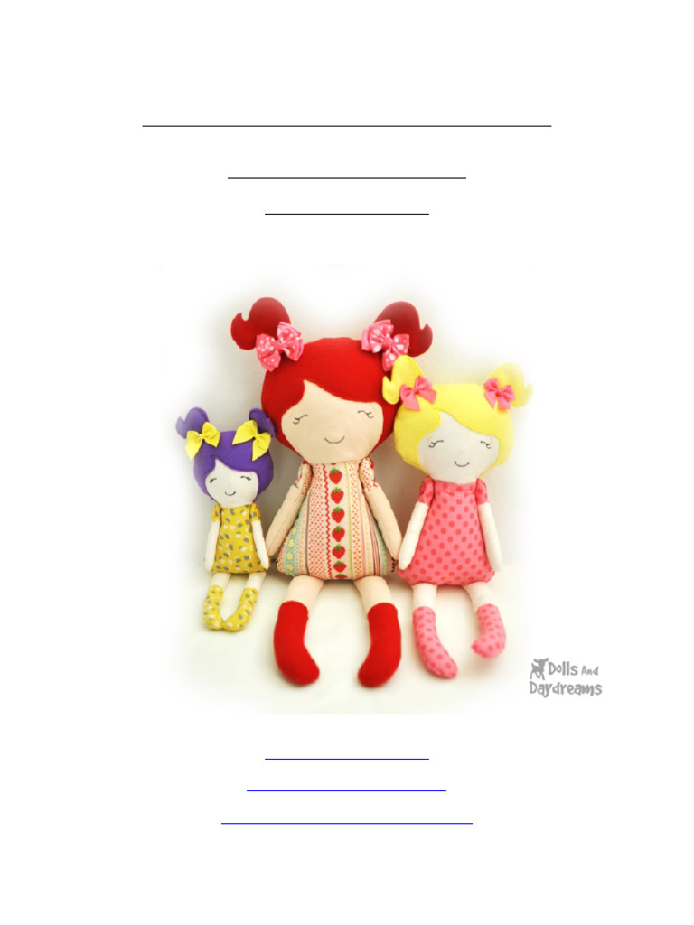 In The Hoop Machine Embroidery Doll Pattern by Dolls and Daydreams ...