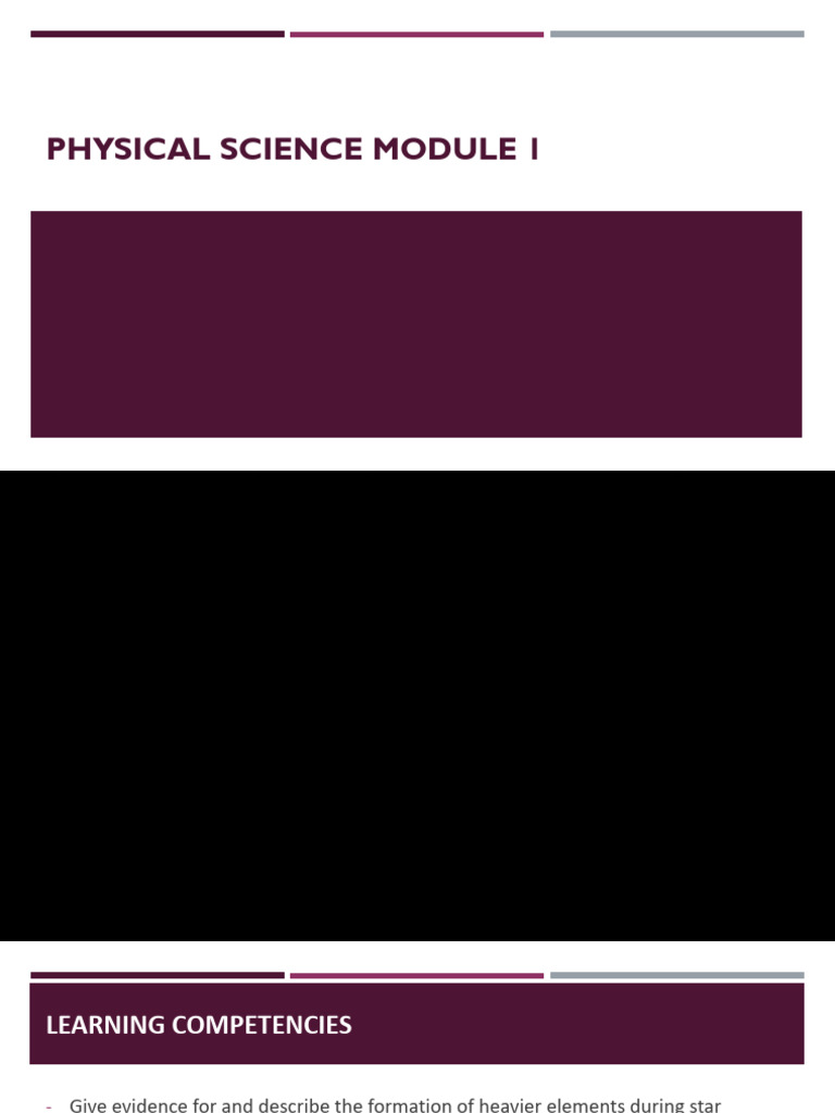 PHYSICAL SCIENCE MODULE 1 | PDF | Stars | Chemical Elements