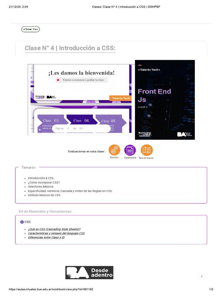 Clases_ Clase N° 4 _ Introducción a CSS _ DGHPEF | PDF Clases_ Clase N° 4 _ Introducción a CSS _ DGHPEF | PDF