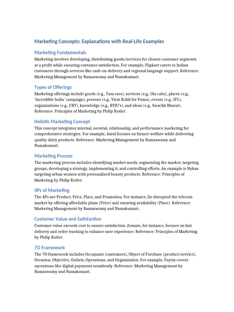 Marketing Concepts Explanations | PDF | Marketing | Pricing