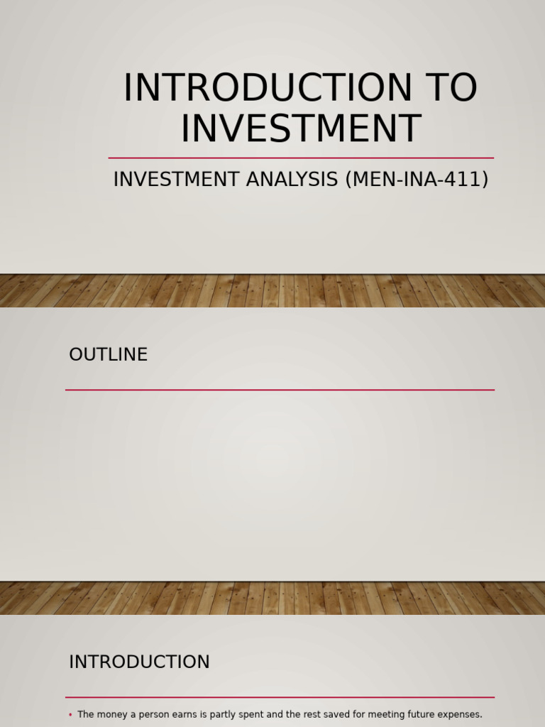 Introduction To Investment | PDF | Investing | Valuation (Finance)