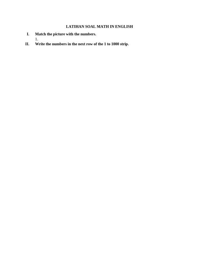 Latihan Soal Math in English | PDF