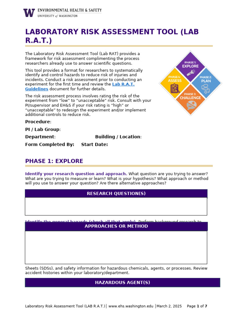 Laboratory Risk Assessment Tool | PDF | Laboratories | Risk Assessment