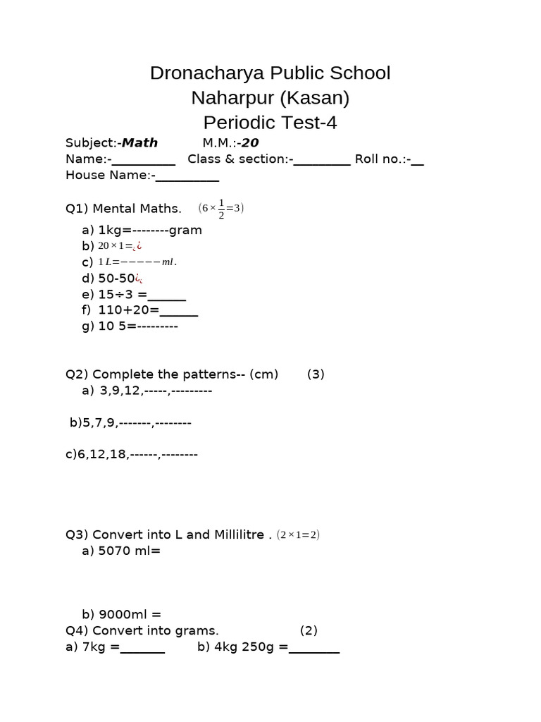 Maths PT4 3rd | PDF