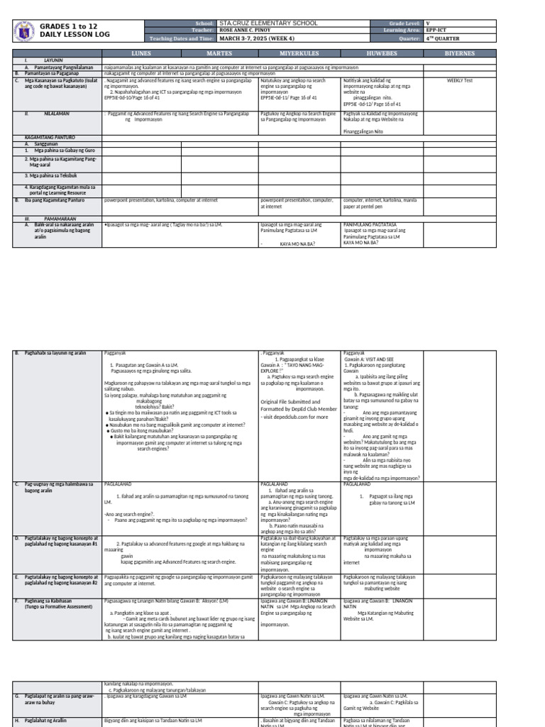 DLL - Epp 5 - Q4 - W4 | PDF