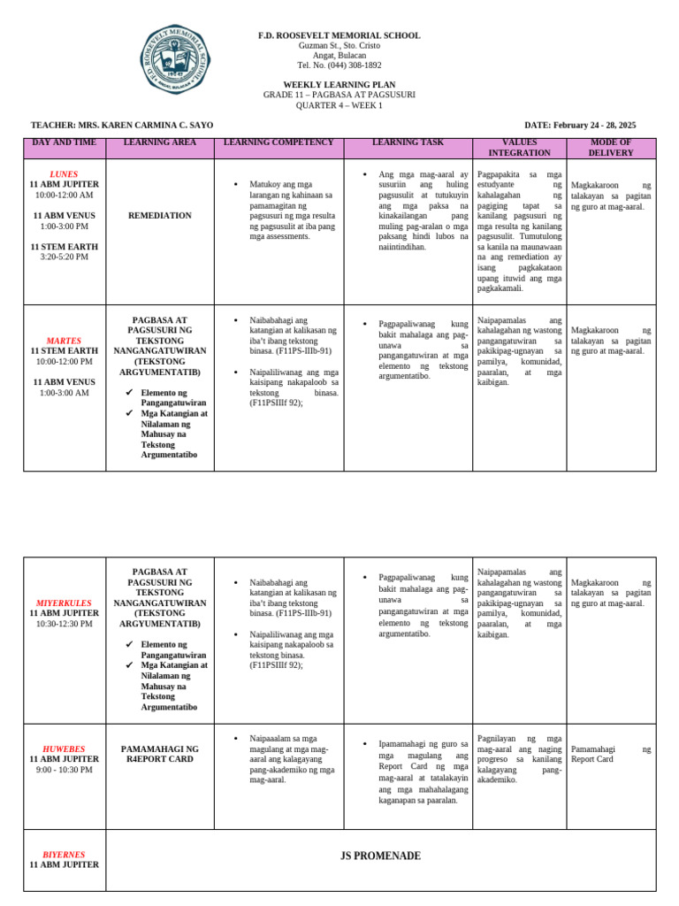 WLP Pagbasa Q4W1 | PDF