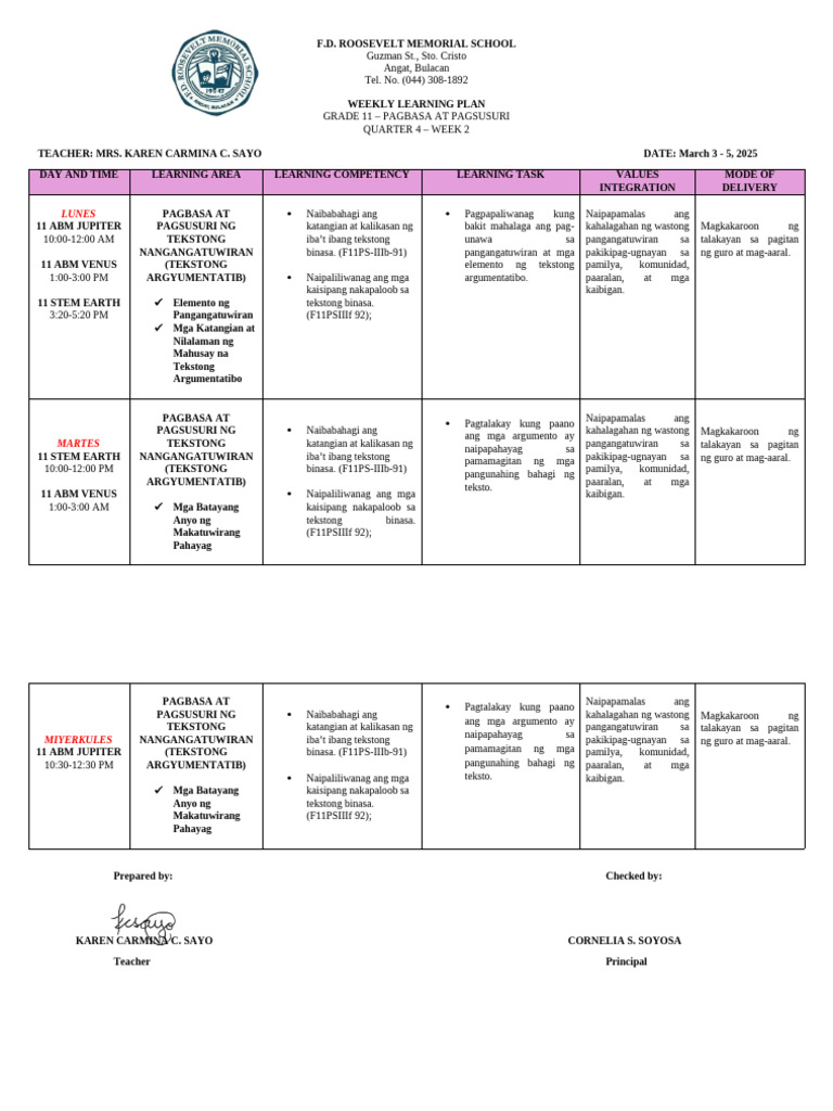 WLP Pagbasa Q4W2 | PDF
