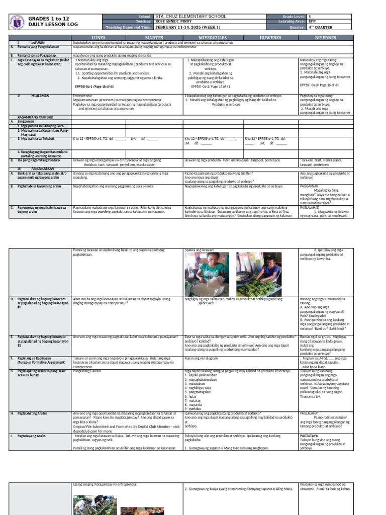 DLL - Epp 5 - Q4 - W1 | PDF