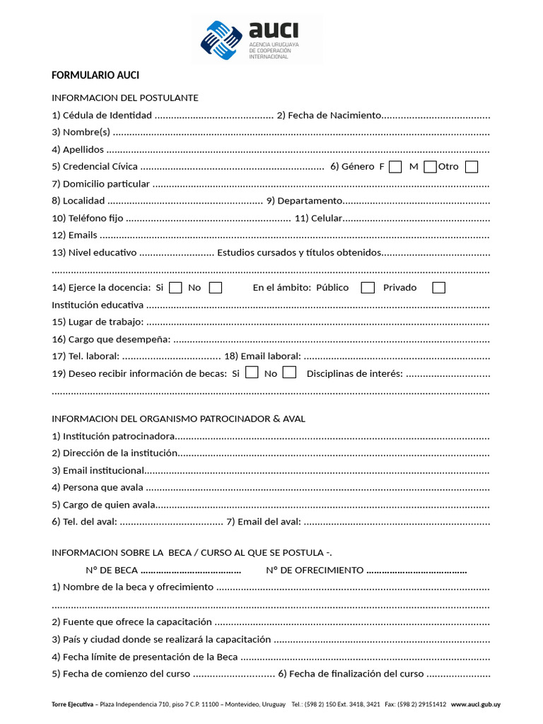 Formulario Auci | PDF