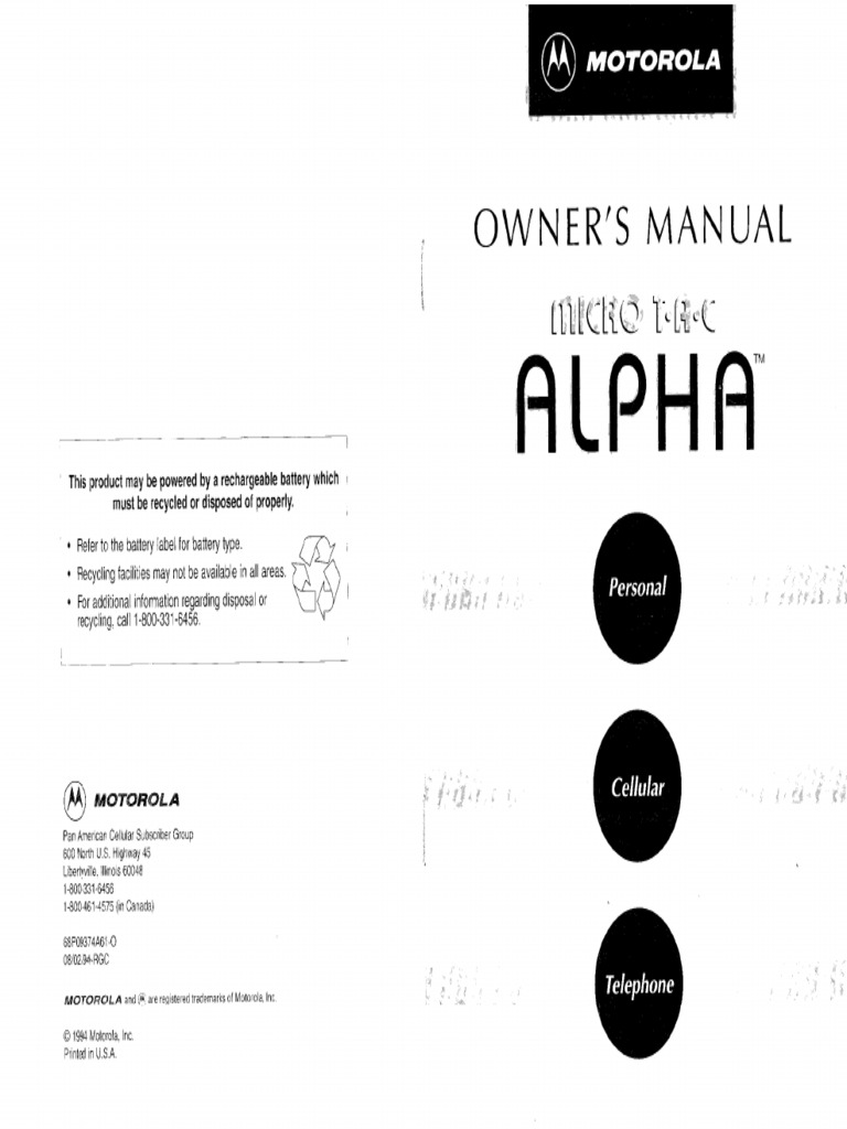 Motorola Microtac Alpha Users Manual | PDF