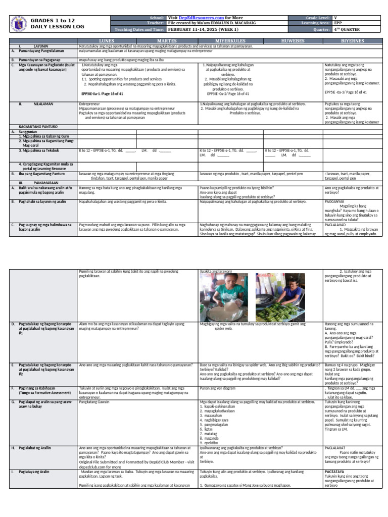 DLL - Epp 5 - Q4 - W1 | PDF