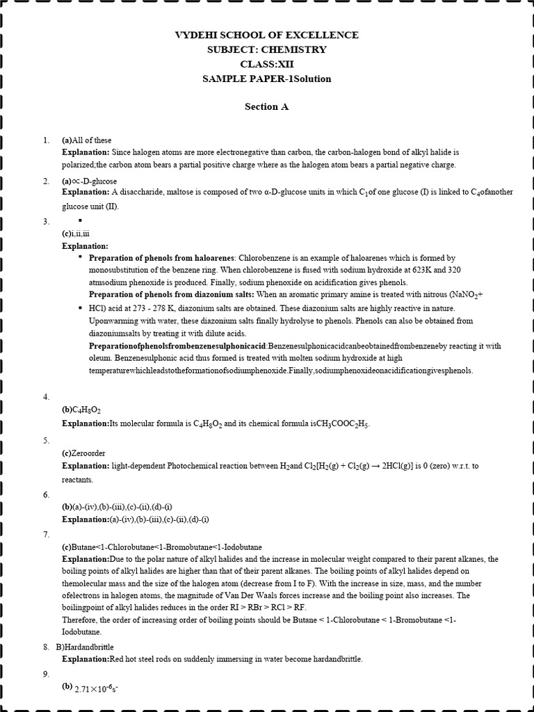GR-12 Chem Sample Paper-1 - Ak | PDF | Physical Chemistry | Chemical Compounds