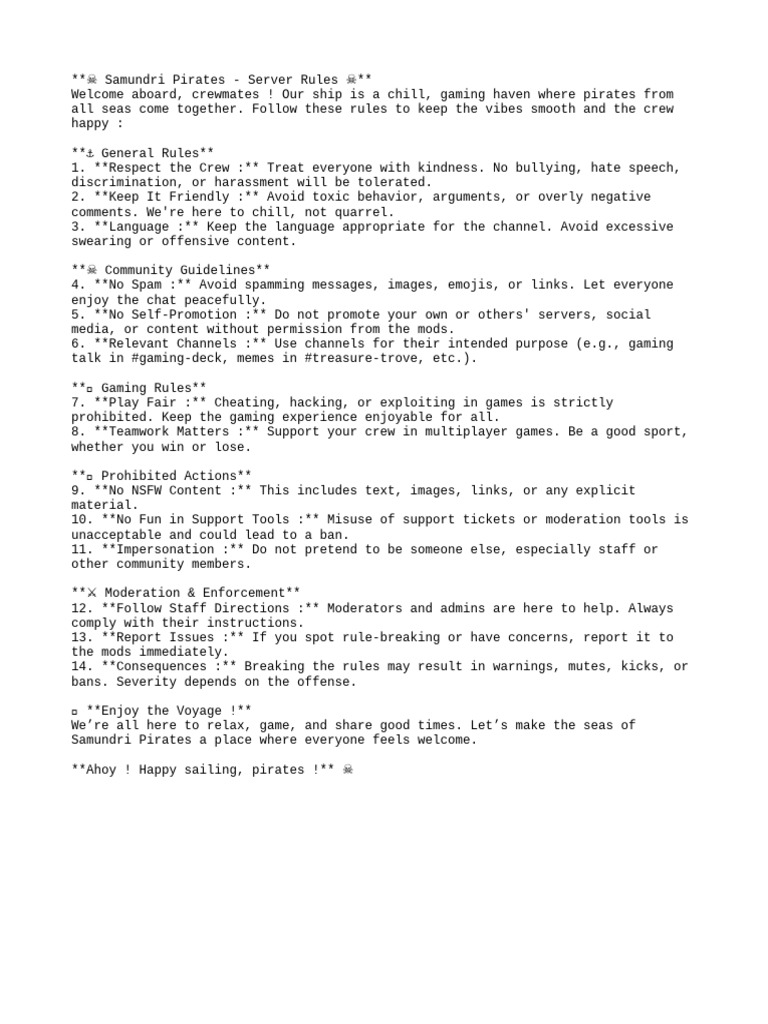 Samundri Pirates Server Rules Guide | PDF