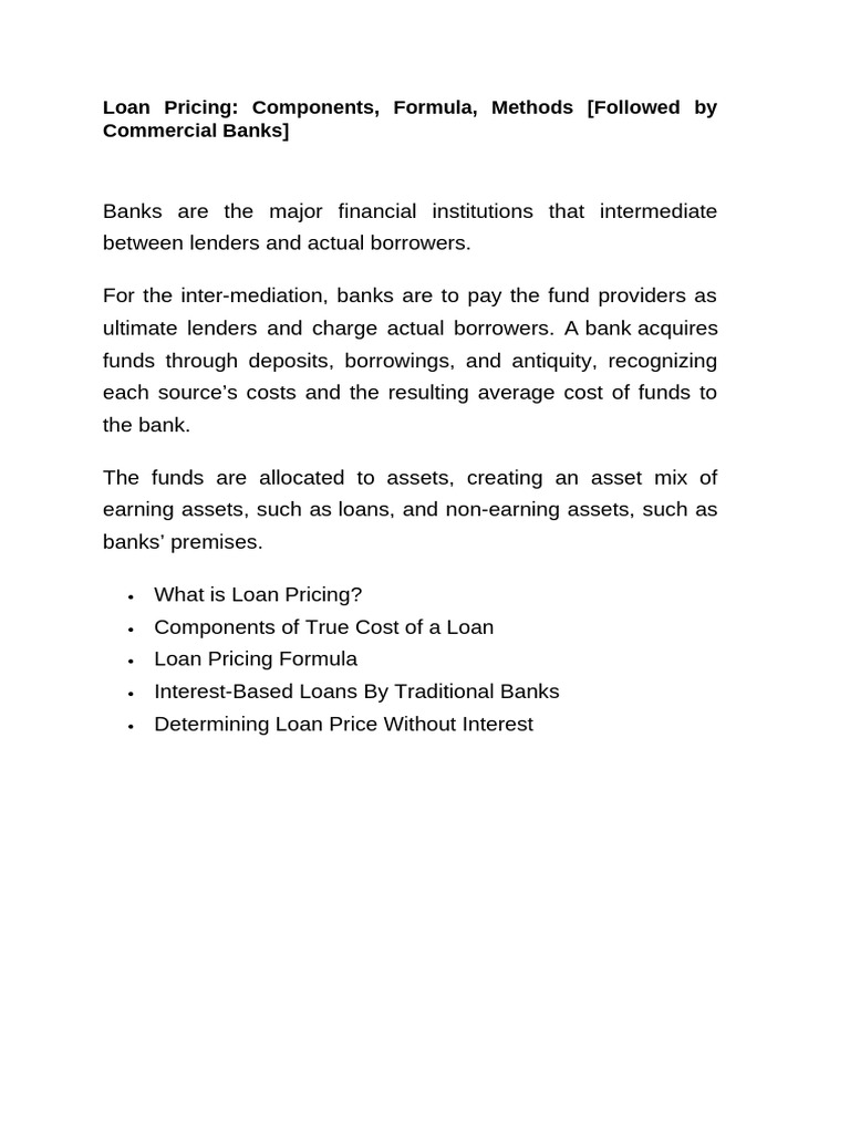Understanding Loan Pricing Components | PDF | Interest | Loans