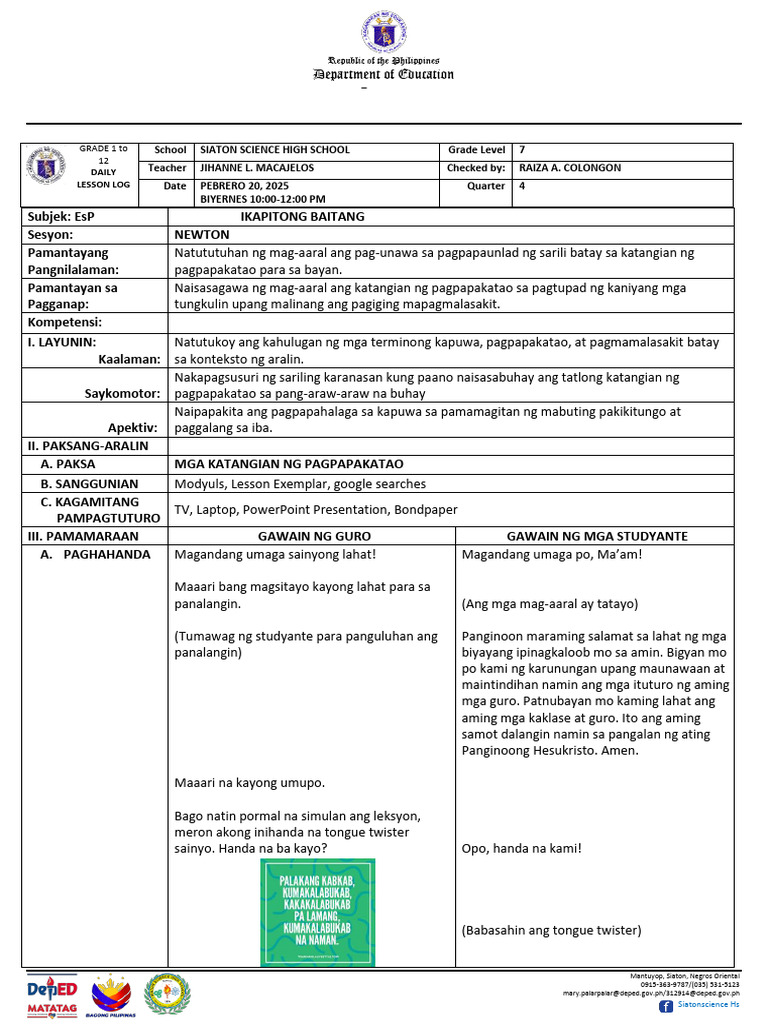 Val Ed 2 ND Lesson | PDF