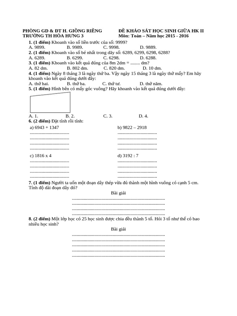 Toán 3 - Đề GK2 2 | PDF