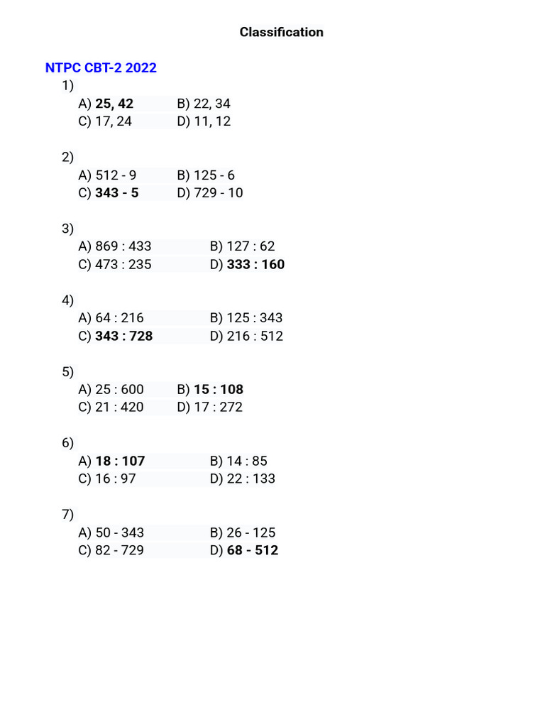 RRB NTPC PYQ Classification | PDF