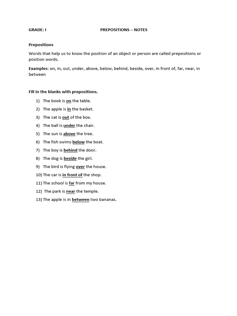 G1 ENG CN Prepositions | PDF