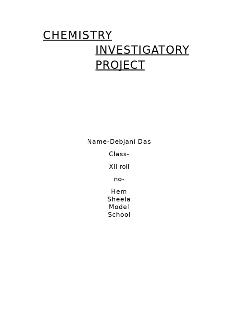 Chemistry Investigatory Project Class 12 Orig | PDF | Coconut | Chemistry
