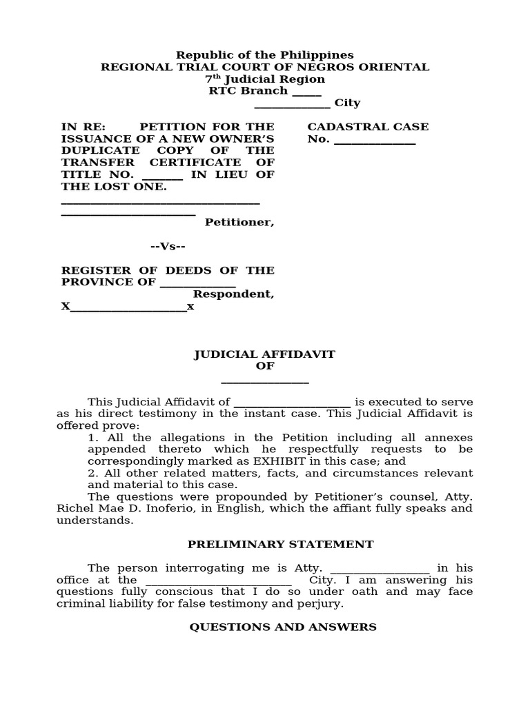 Sample Judicial Affidavit - 22 | PDF | Affidavit | Legal Procedure