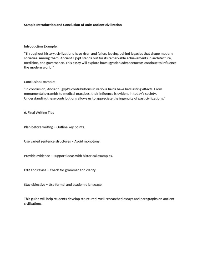 Ancient Civilizations Essay Guide | PDF