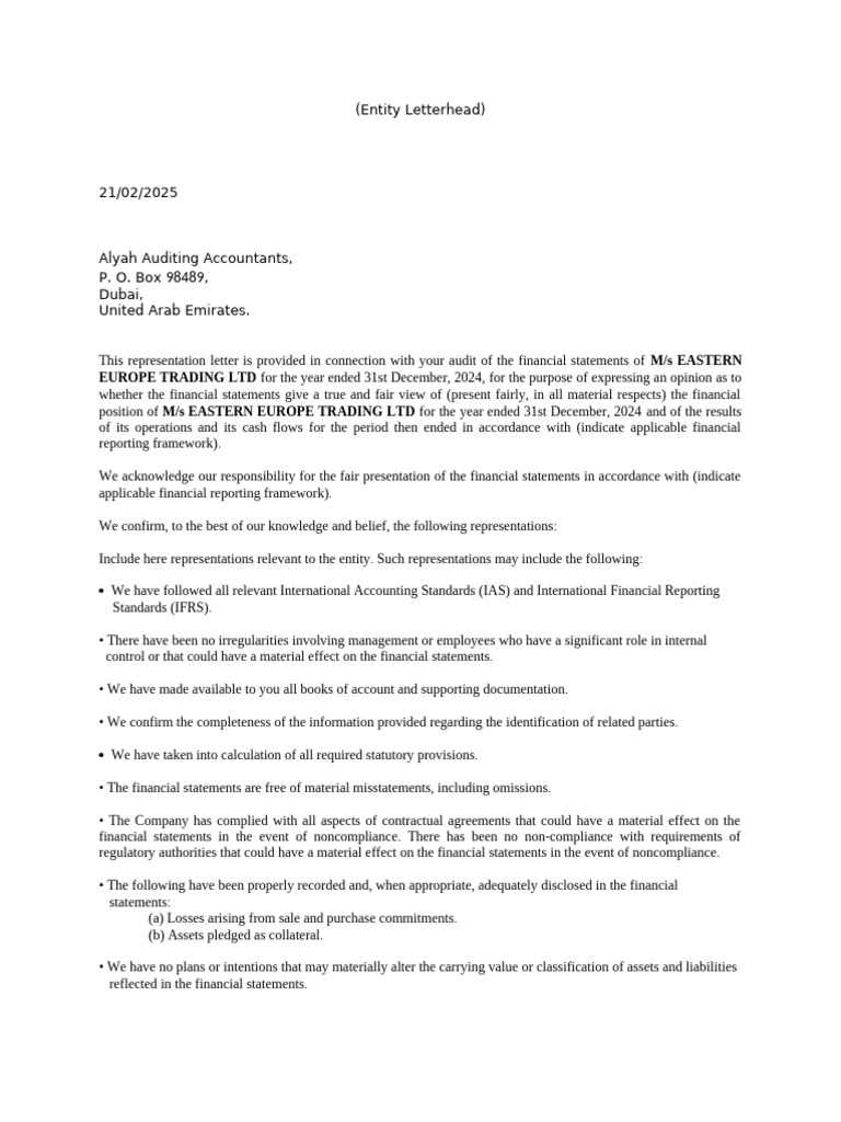Management Representation | PDF | International Financial Reporting ...