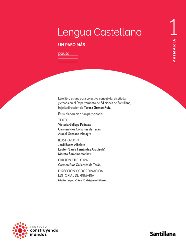 SANTILLANA 1ro - Lengua Castellana Un Paso Más 1er Trimestre | PDF ...