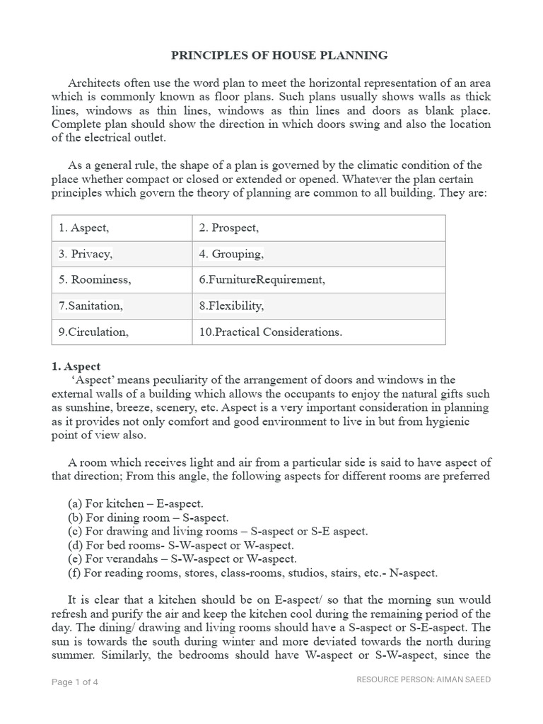 Key Principles of House Planning | PDF | Room | Ventilation (Architecture)