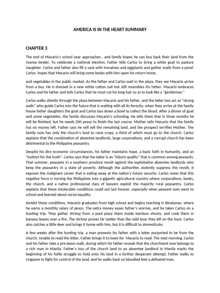 Summary of "America Is in the Heart" | PDF