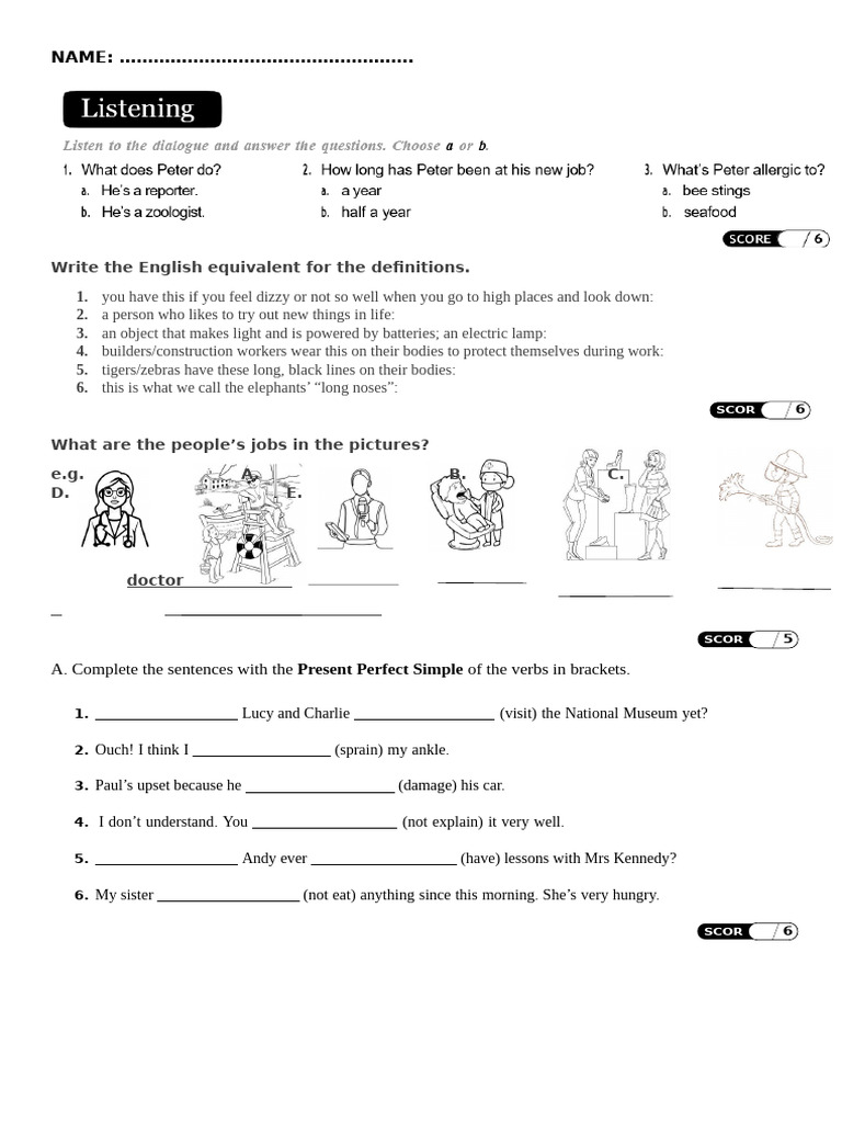 Unit 2 test | PDF | Grammar | Linguistics