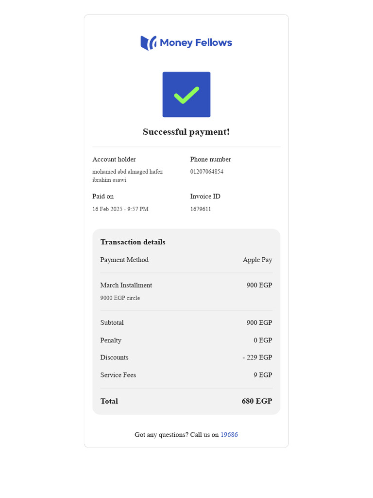 Payment Confirmation Details | PDF