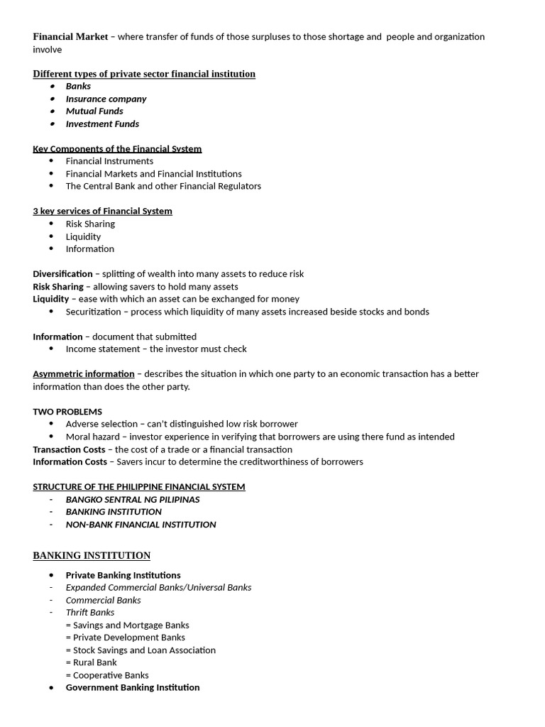 Financial Market Pdf Banks Financial Markets
